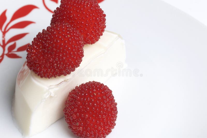 Sour Cream Jelly Decorated With Raspberries Stock Image Image Of