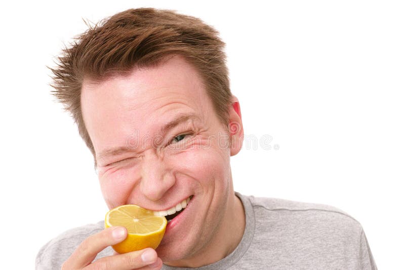 Sour face stock photo. Image of bite, casual, male, eating - 48113712