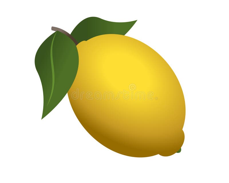 Sour, Gradient Yellow Colored Citrus Fruit of Lemon Icon with Stem and ...