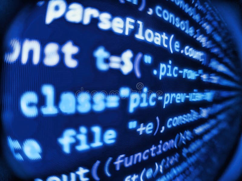 Source Abstract Mobile App Developer Web Site Codes On Computer Monitor Javascript Functions
