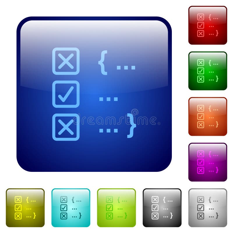 Source Code Checking Color Square Buttons Stock Vector - Illustration of computer, code: 203203154
