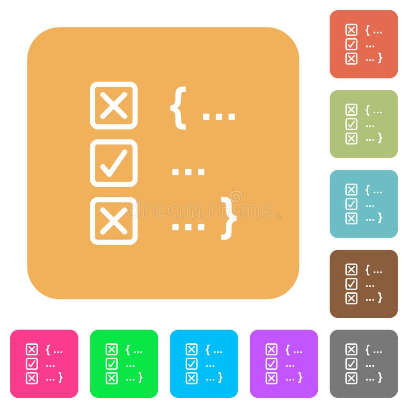 Source Code Checking Rounded Square Flat Icons Stock Vector ...