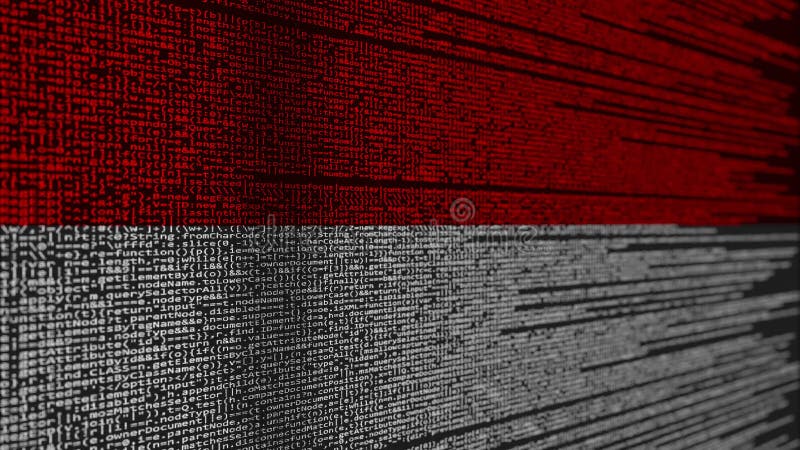 Program Code and Flag of Indonesia. Indonesian Digital Technology or ...