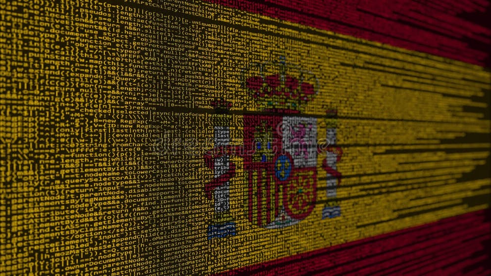 Program Code and Flag of Spain. Spanish Digital Technology or ...