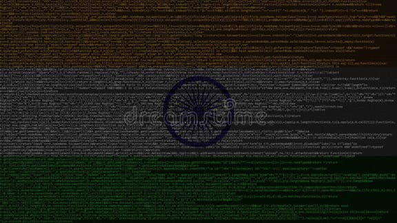 Source Code and Flag of India. Indian Digital Technology or Programming ...