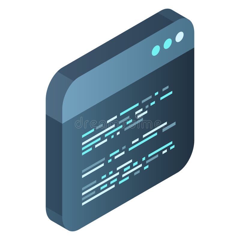 Source Code Isometric Abstract Programming Language And Program Code On A Screen Stock Vector 2942