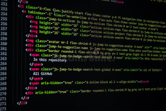 Source Code Screen. Programming Code. Writing Script Stock Photo - Image of html, function ...