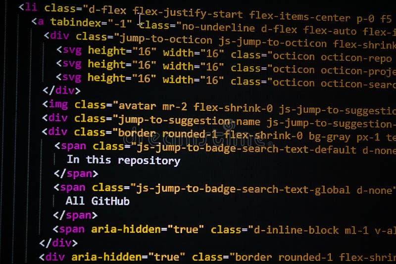 Source Code Screen. Programming Code. Writing Script Stock Photo ...