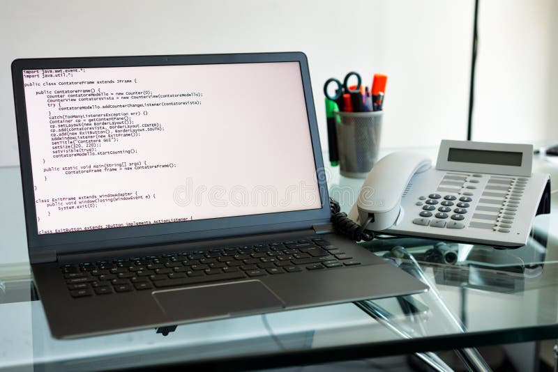 Source Code on a Software Developer Laptop Stock Photo - Image of ...