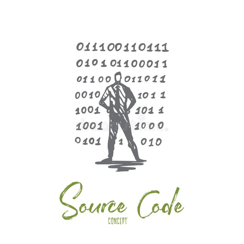 Source Code, Software, Program, Development, Computer Concept. Hand Drawn Isolated Vector. Stock ...