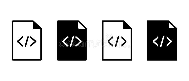 Source Code Vector Icon. Outline File Coding Script Sign Stock Vector - Illustration of java ...