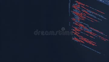 Source Code Written in Programming Language on Dark Blue Background Stock Image - Image of ...