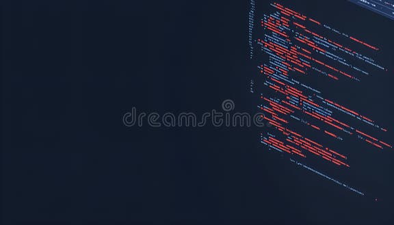 Source Code Written In Programming Language On Dark Blue Background Stock Image Image Of