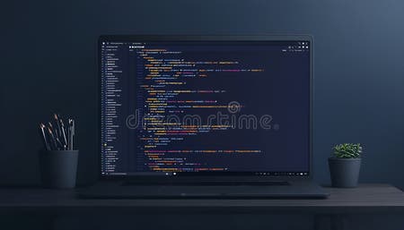 Source Code Written in Programming Language on Dark Blue Background ...