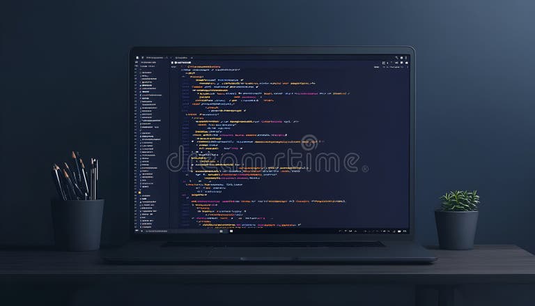 Source Code Written in Programming Language on Dark Blue Background ...