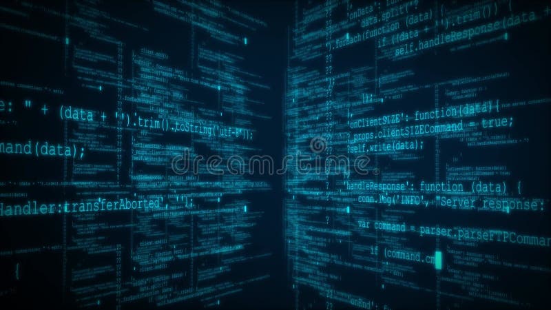 Source Codes in Cyberspace on Black Background. Stock Footage - Video ...