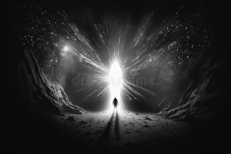 Source of Consciousness, Shining Bright Light into the Darkness Stock ...