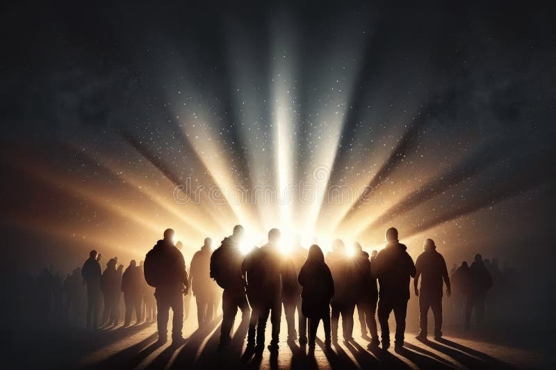 Source of Consciousness, Shining Light on a Group of People, Bringing ...