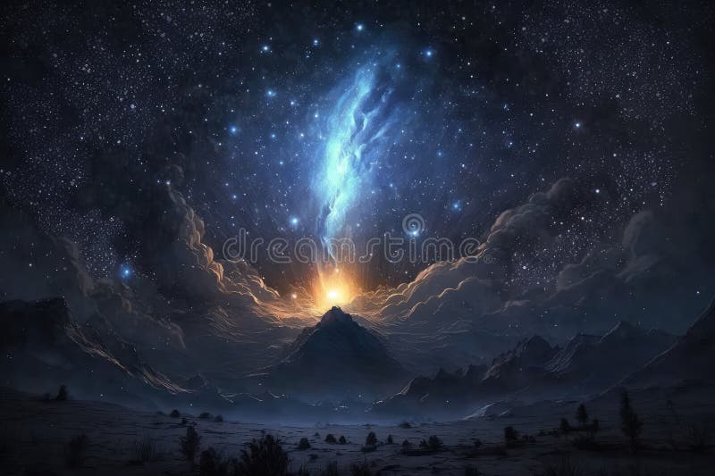 Source of Consciousness, Shining Light on the Night Sky, with Starry ...