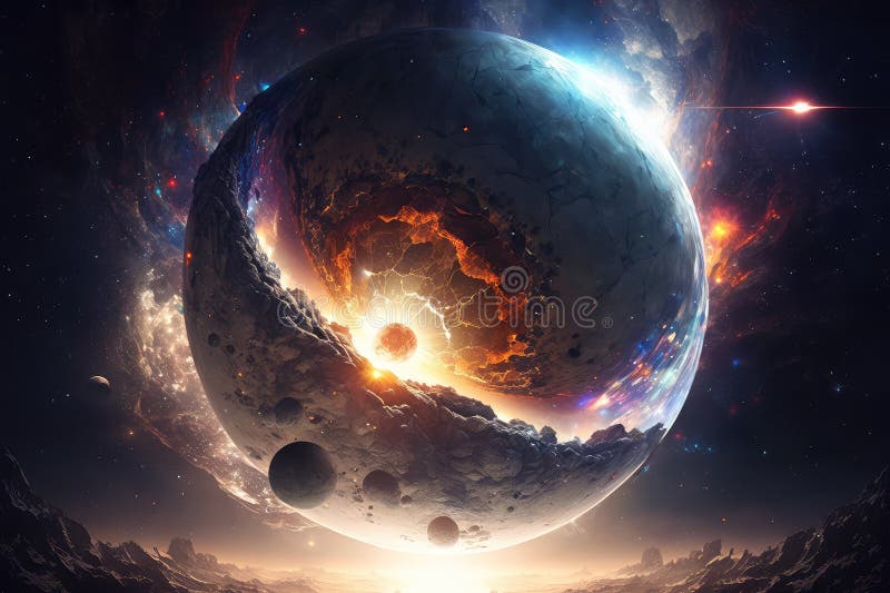 Source of Consciousness, Shining Light on a Planet in Outer Space Stock ...