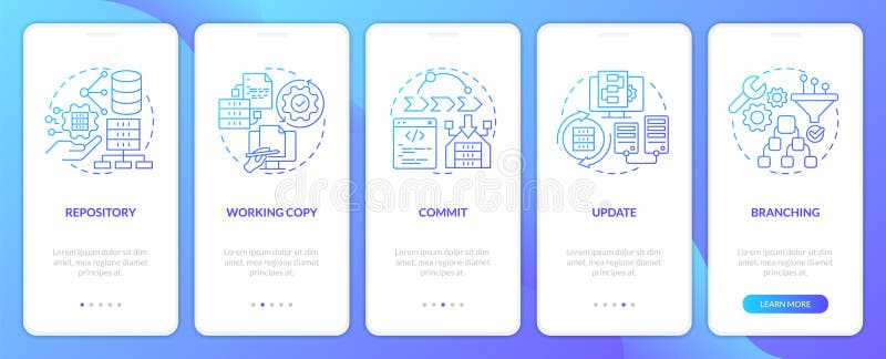 Source Control Concepts Blue Gradient Onboarding Mobile App Screen