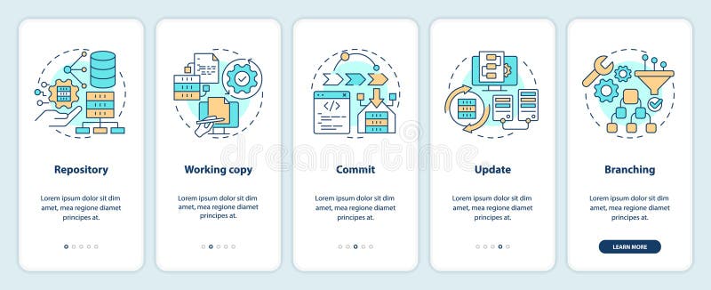 Source Control Concepts Onboarding Mobile App Screen Stock Illustration