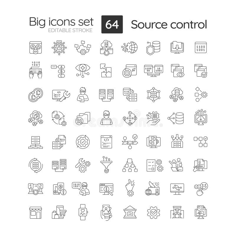 Source Control Linear Icons Set Stock Vector - Illustration of ...
