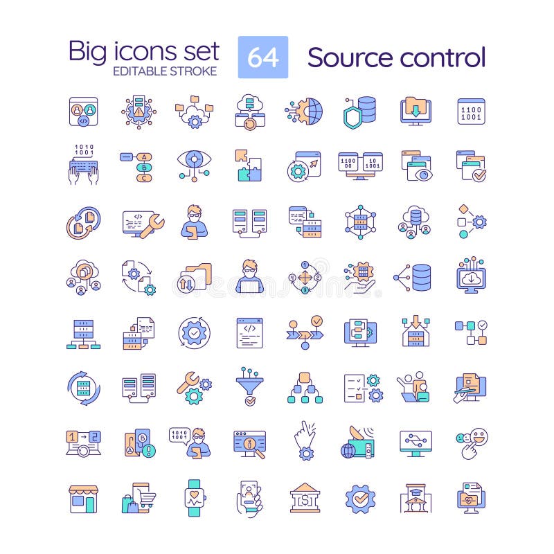 Source Control RGB Color Icons Set Stock Illustration - Illustration of stroke, repository ...