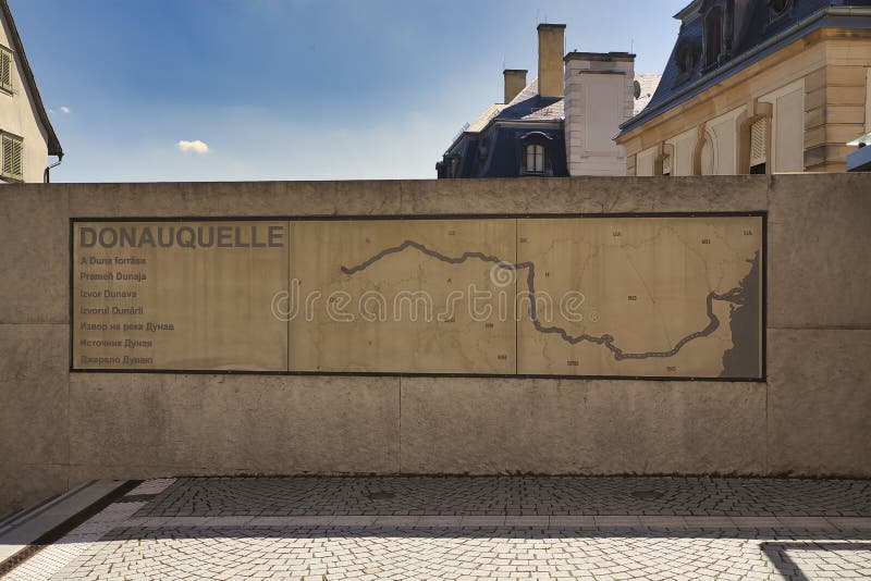 The Source of the Danube River. Stock Image - Image of water, sign ...