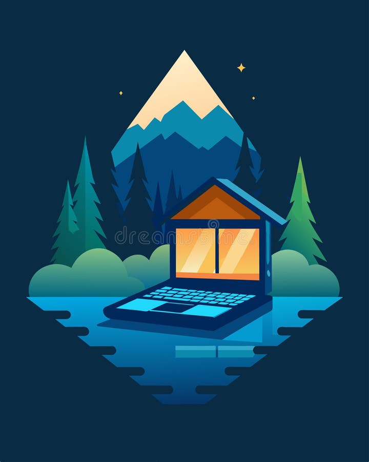 The only Source of Light in a Secluded Cabin is the Screen of an Open ...