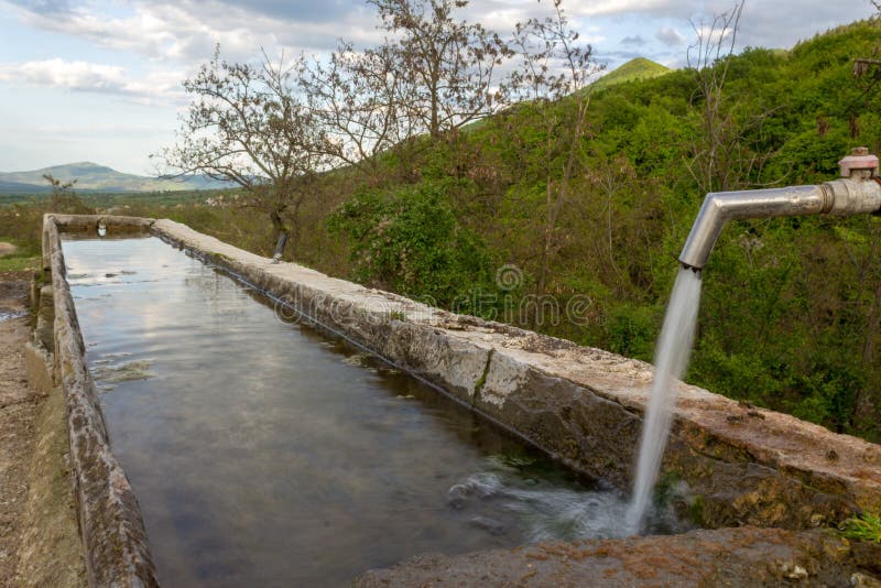 Source of Spring Water in the Forest, Small Mountain Village in the ...