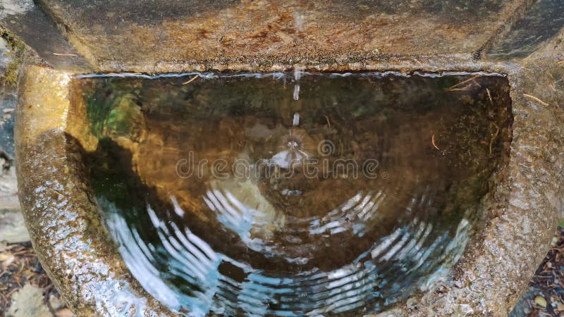 Source of Spring Water from a Metal Tap. Close-up. Top View. Drinking ...