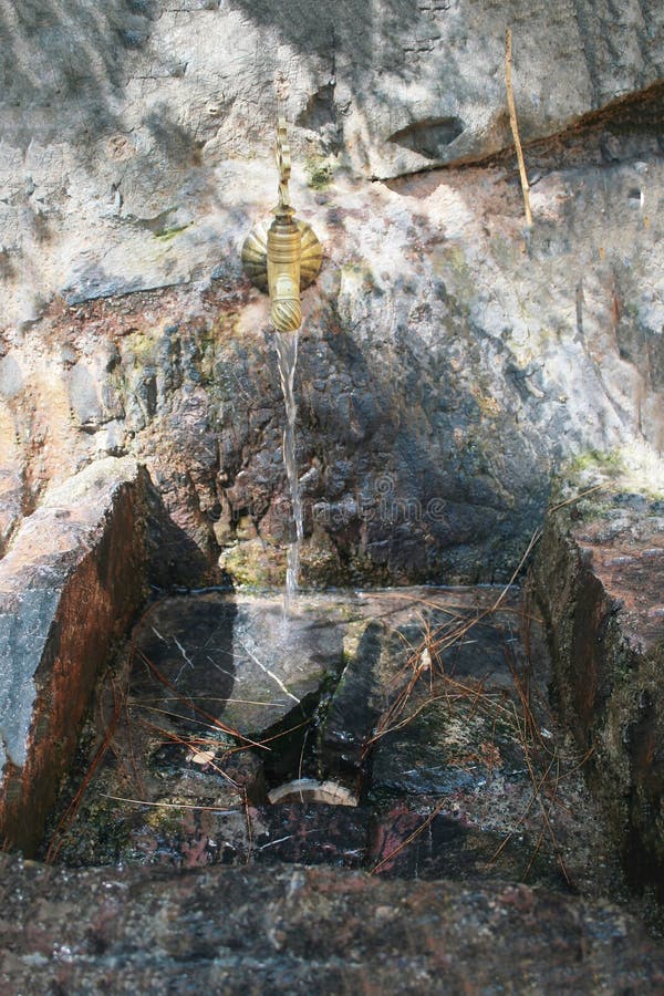 A Source of Spring Water in a Rock. Stock Image - Image of liquid ...