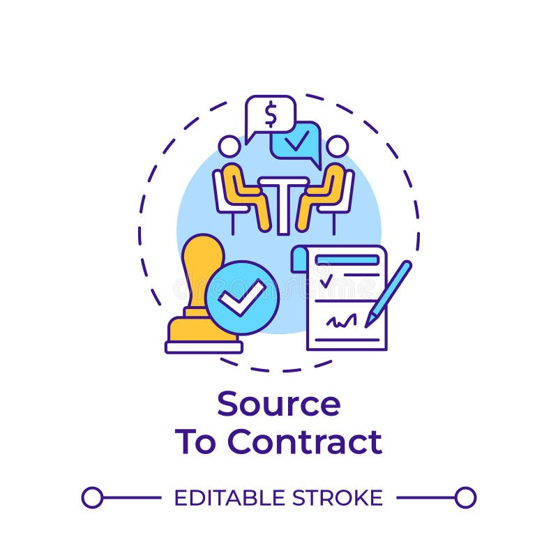 Source To Contract Multi Color Concept Icon Stock Vector - Illustration ...