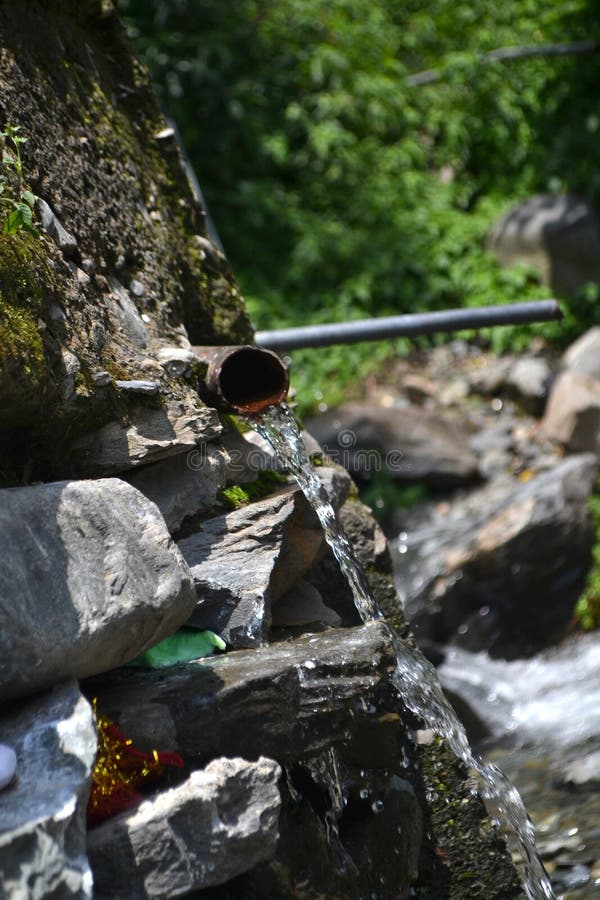 Stone Channel a Moss-covered Tufa Channel with Spring Water Stock Image ...