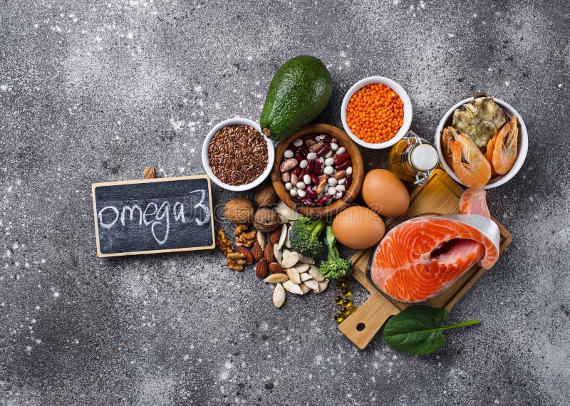 Sources De Produits Des Acides Omega-3 Photo stock - Image du baies ...