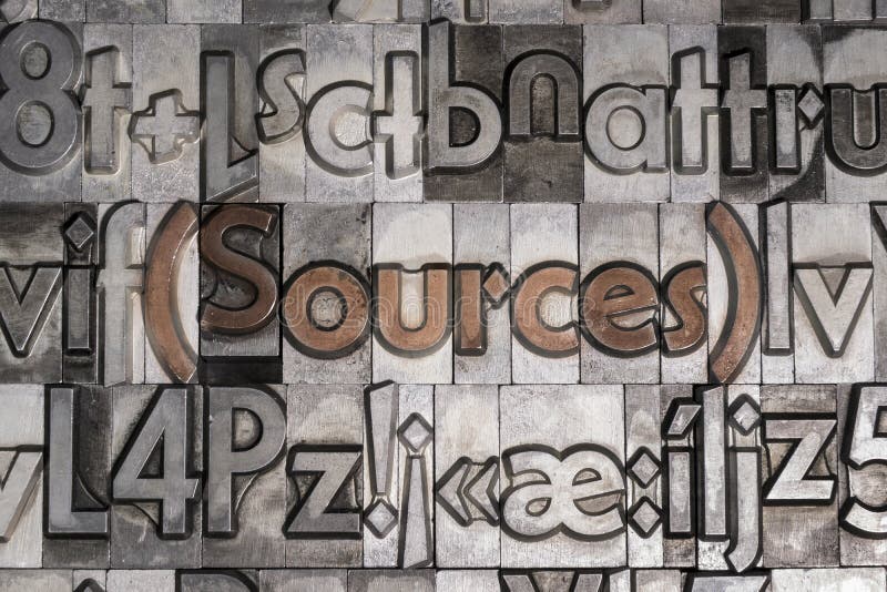 Sources with Movable Type Printing Stock Photo - Image of print ...