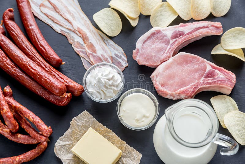 Sources of saturated fats stock photo. Image of fatty - 64780588