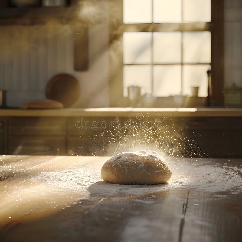 Sourdough Bread Dough Rising with Natural Light Chiaroscuro Effect in ...