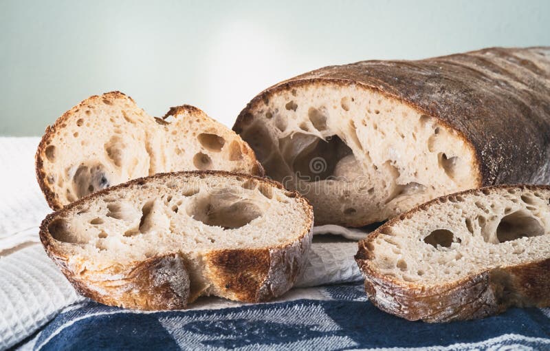 Artisan Homemade Sourdough Bread Slices Stock Image - Image of ...