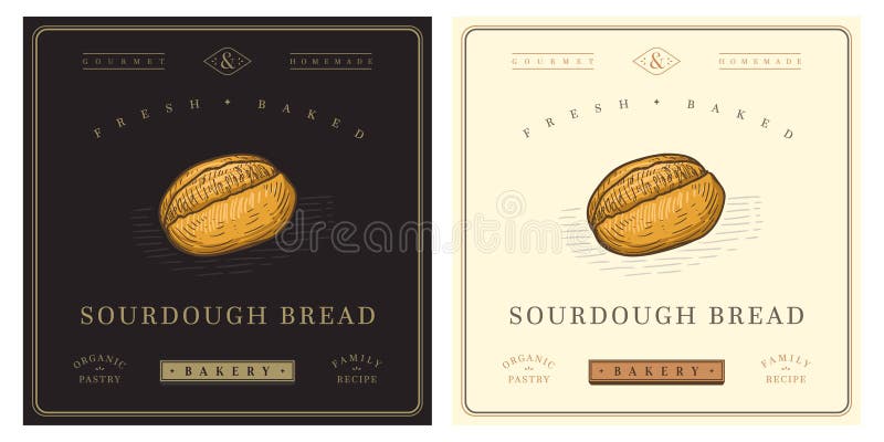 Sourdough Bread Retro Vintage Illustration Stock Vector - Illustration ...
