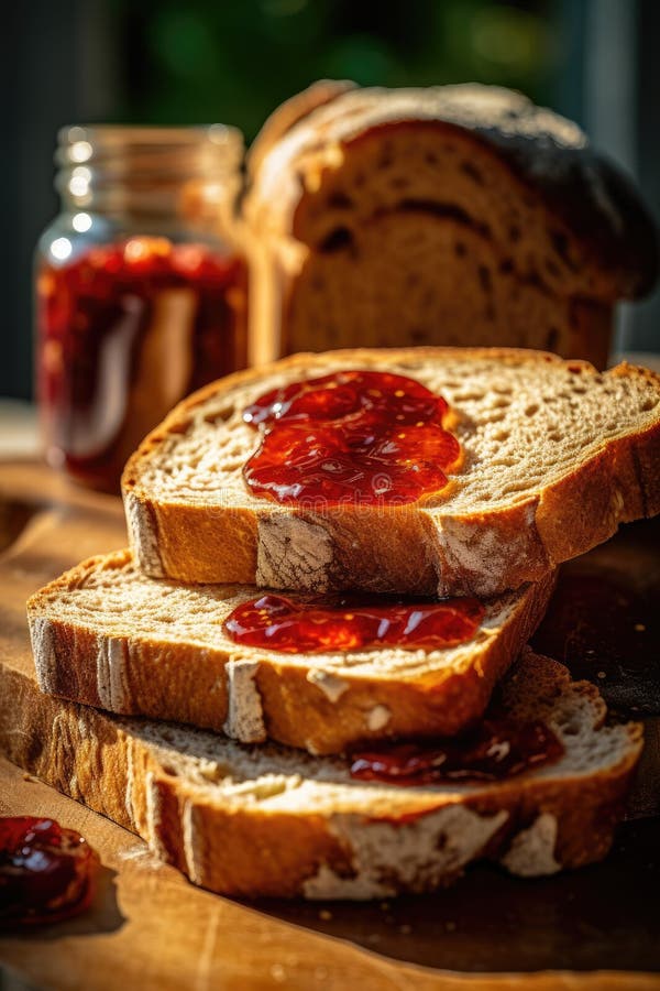 Sourdough Bread Slices with Strawberry Jam Stock Illustration ...