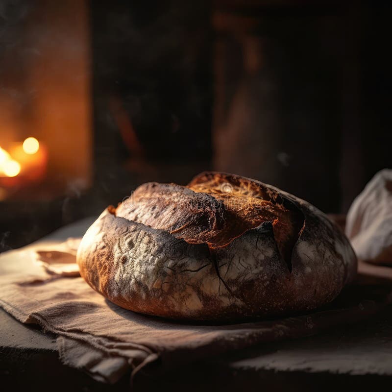 Sourdough Bread on Stone in Rustic Pub. Generative AI Stock ...