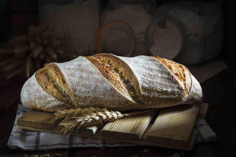 Sourdough Rye Bread Rectangular Brick Shape. Sourdough in a Jar and a ...