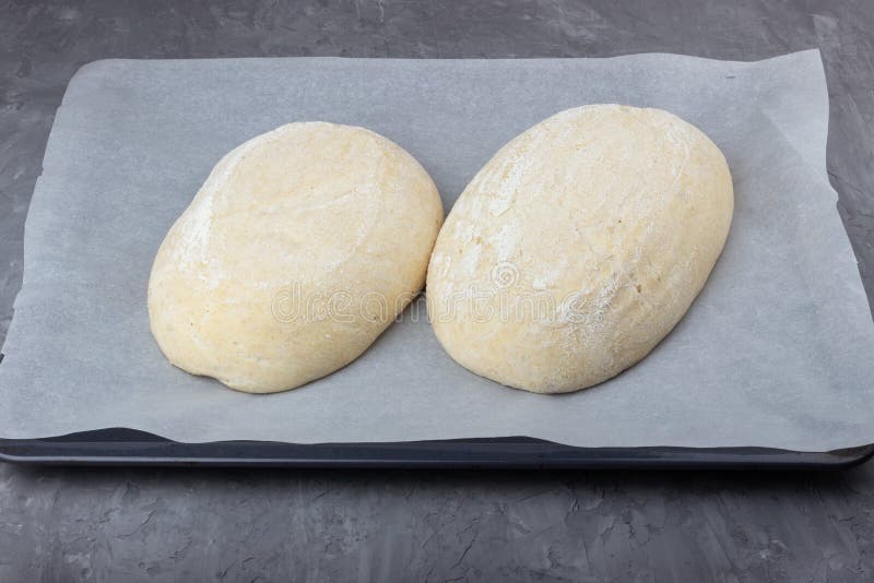 Sourdough Dough Lying on Baking Paper, Whole Wheat Recipe. Stock Image ...