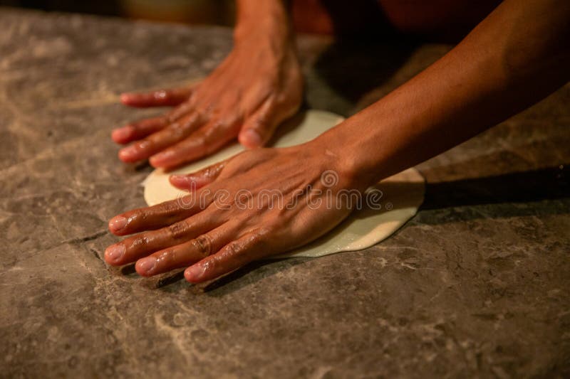 Making Roti Canai or Paratha Stock Photo - Image of male, flatbread ...