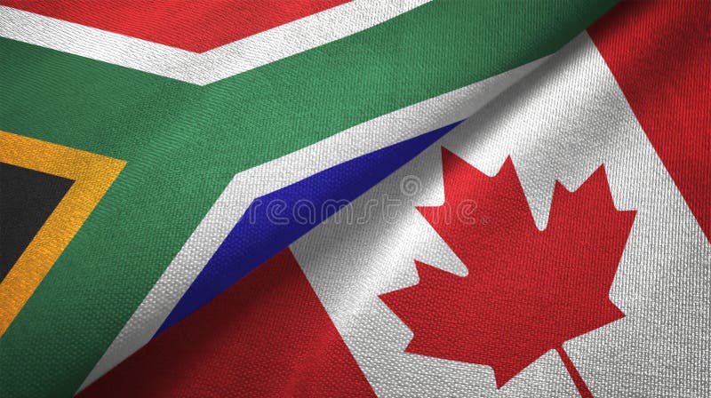 South Africa and Canada Two Flags Textile Cloth, Fabric Texture Stock ...