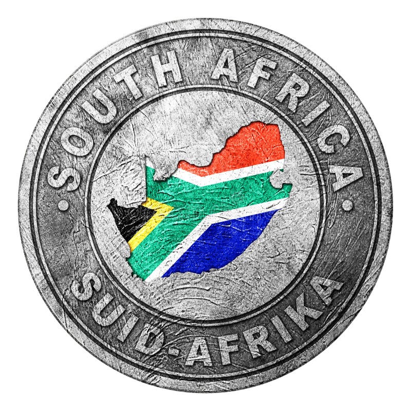 South Africa Flag Button with Map Stock Illustration - Illustration of ...