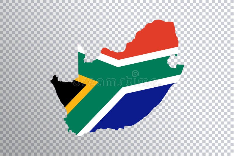 South Africa Flag on Map, Transparent Background Stock Illustration ...