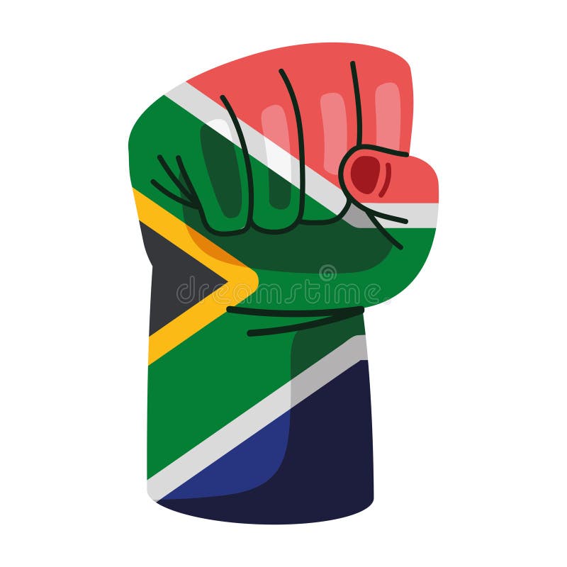 South Africa Flag Raised Hand Stock Vector - Illustration of isolated ...